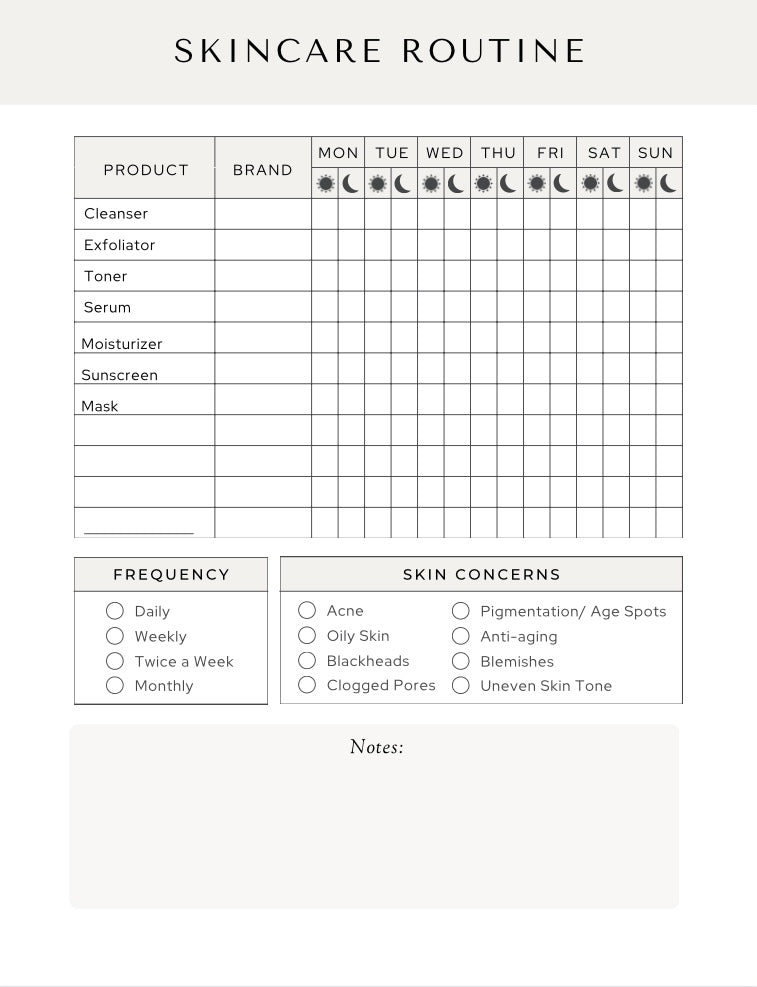 Skin Care Planner – Enchanted Spa